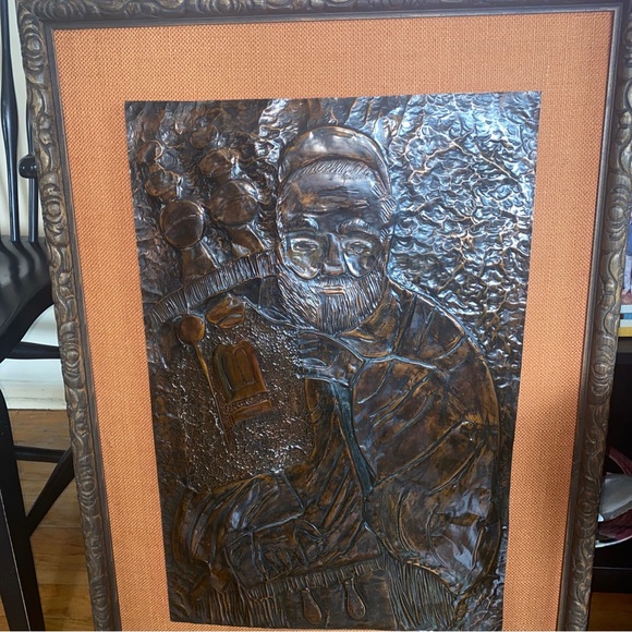 Wall Decor | Portrait Copper Hammered Jewish Man Rabbi Sheet Metal Art ...